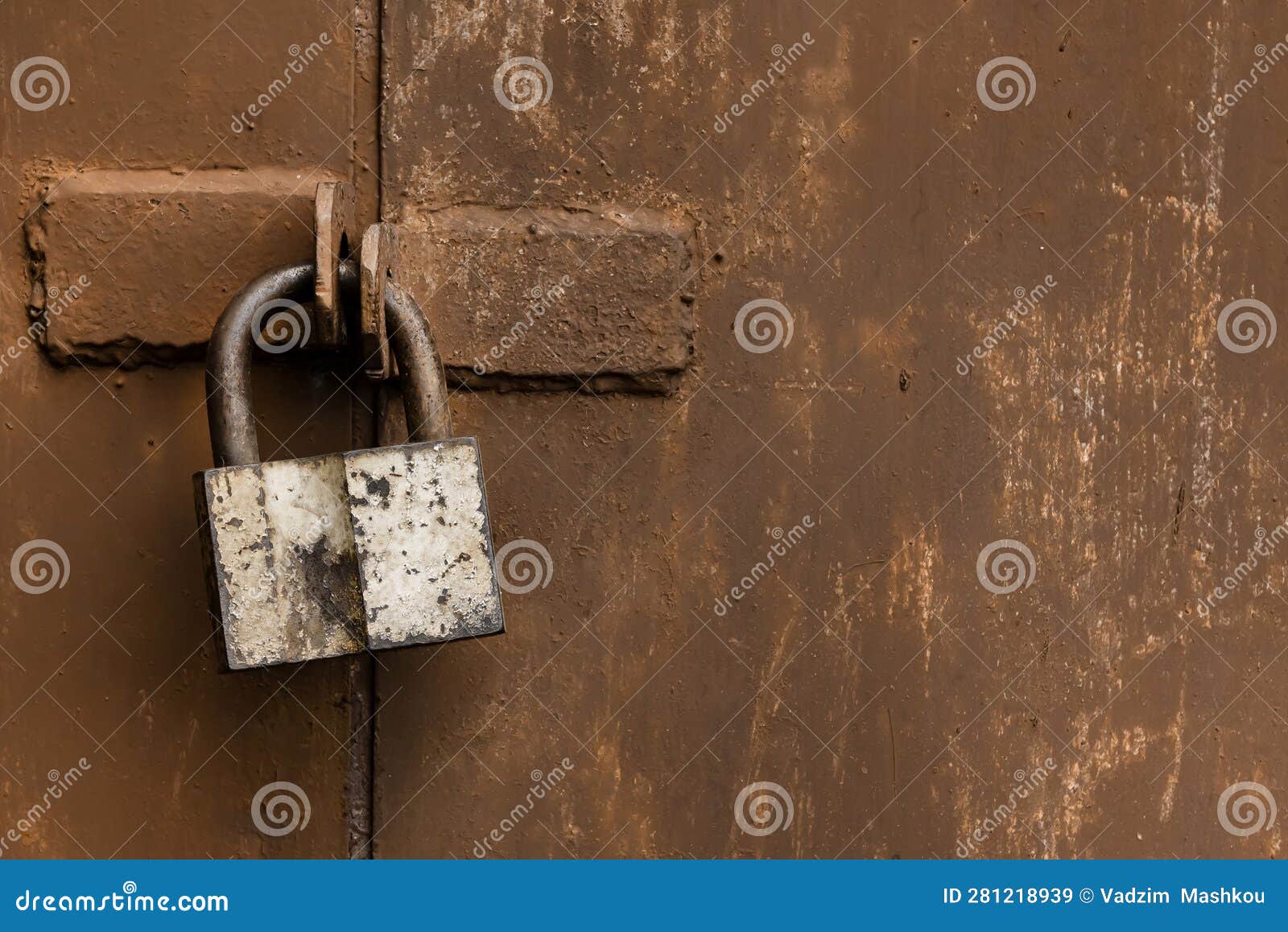 Old Rusty Lock on Metal Doors. Lock on the Door with an Empty Place for ...