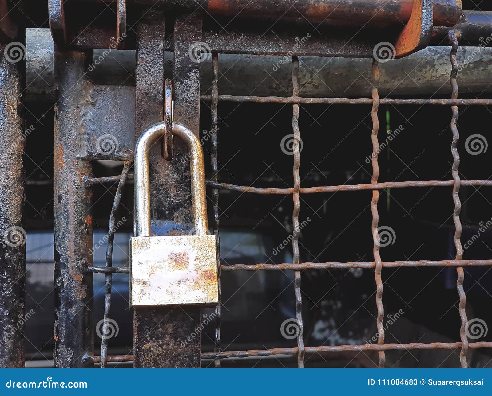 Old Rusty Lock of Small Warehouse Door Stock Image - Image of textured ...