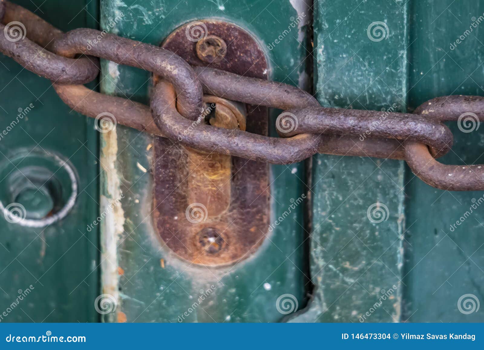 Old and Rusty Lock and Thick Chain Stock Photo - Image of equipment ...