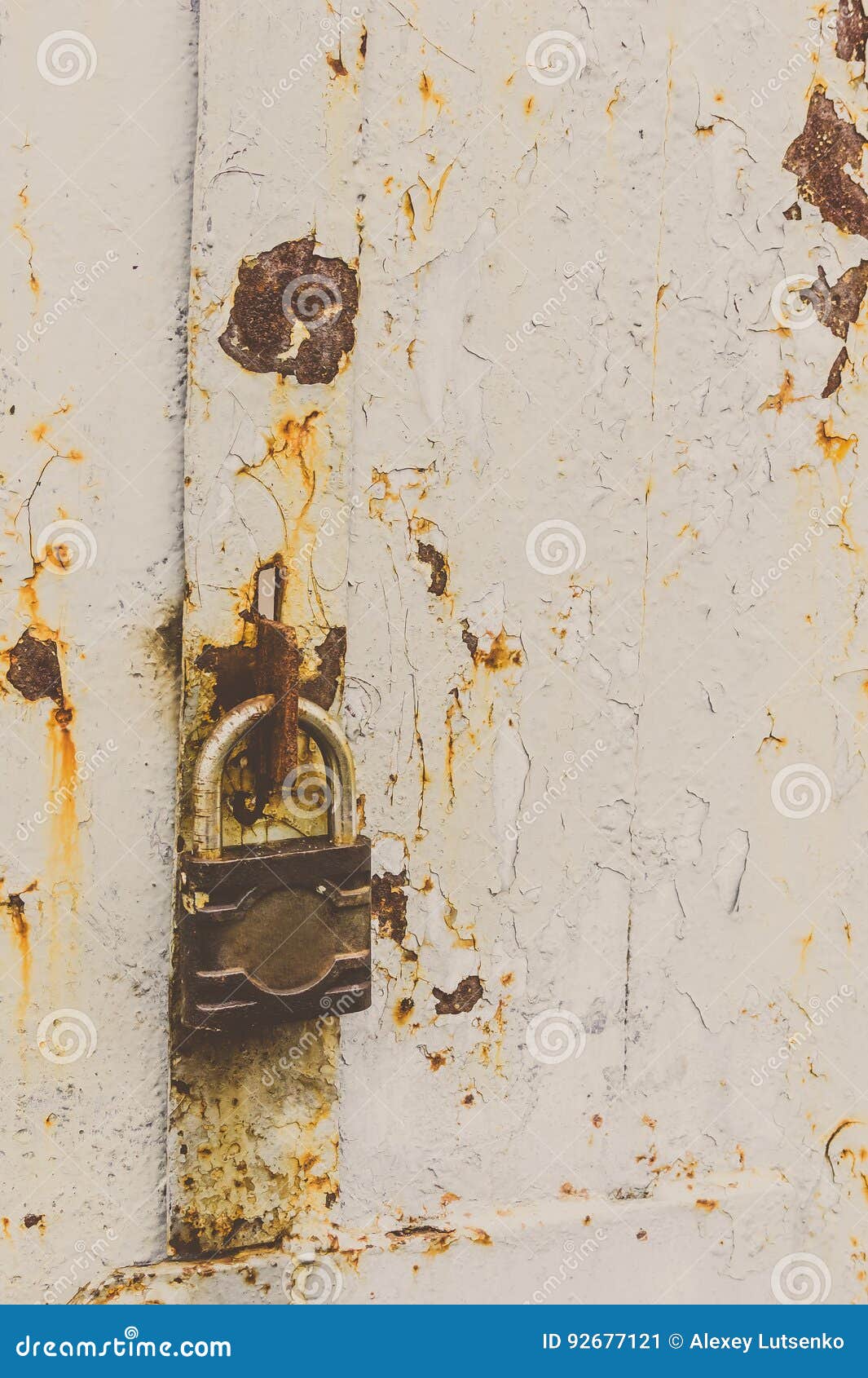 Old rusty lock stock image. Image of metal, gate, lock - 92677121
