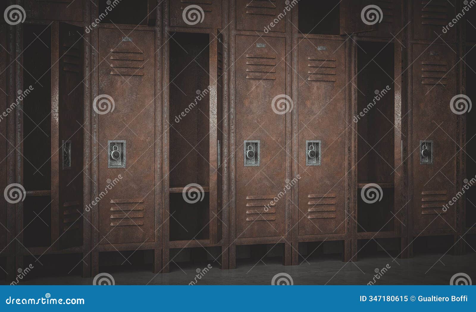 Old rusty lockers standing stock illustration. Illustration of cabinet ...
