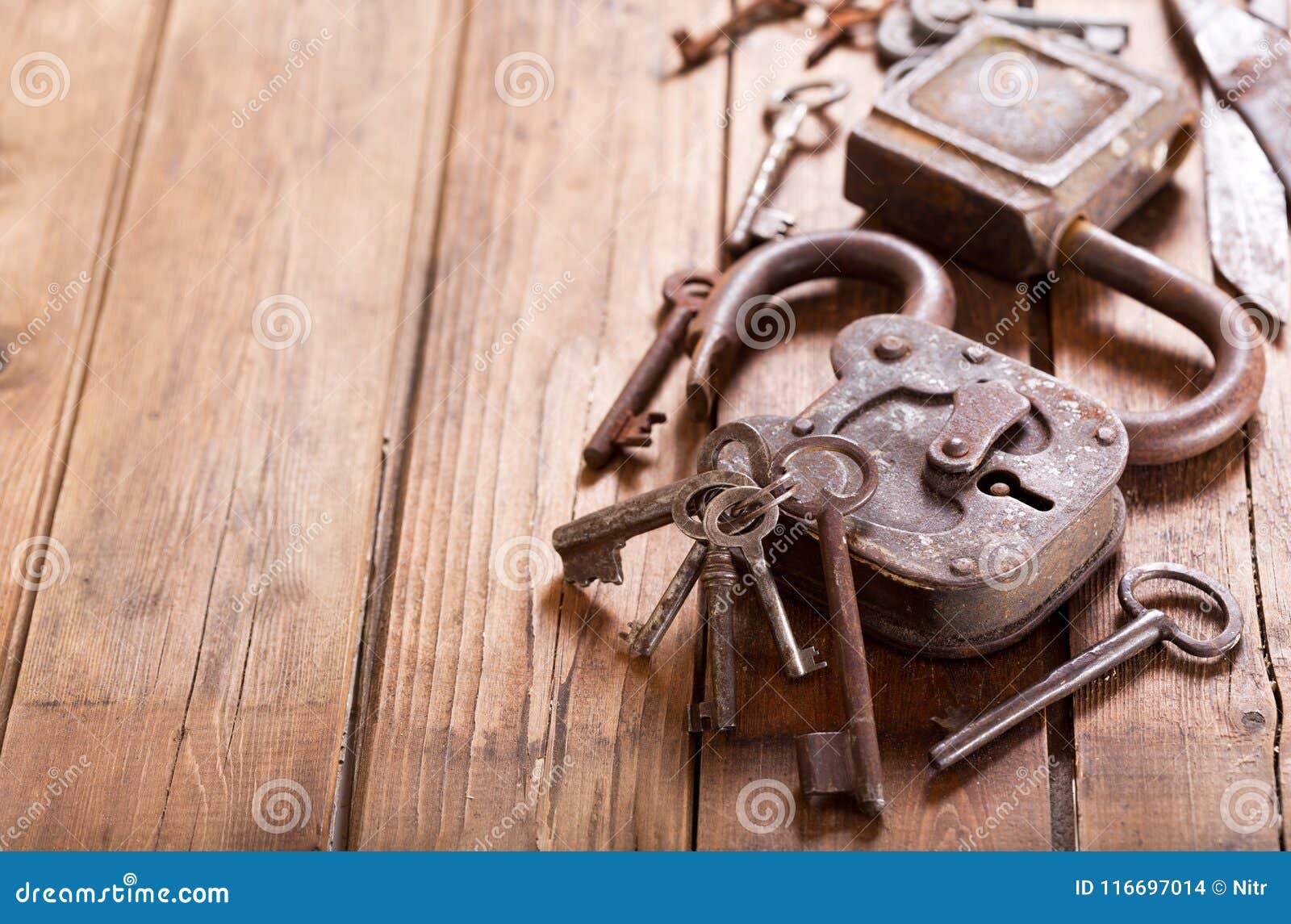 Old rusty locks and keys stock photo. Image of lock - 116697014