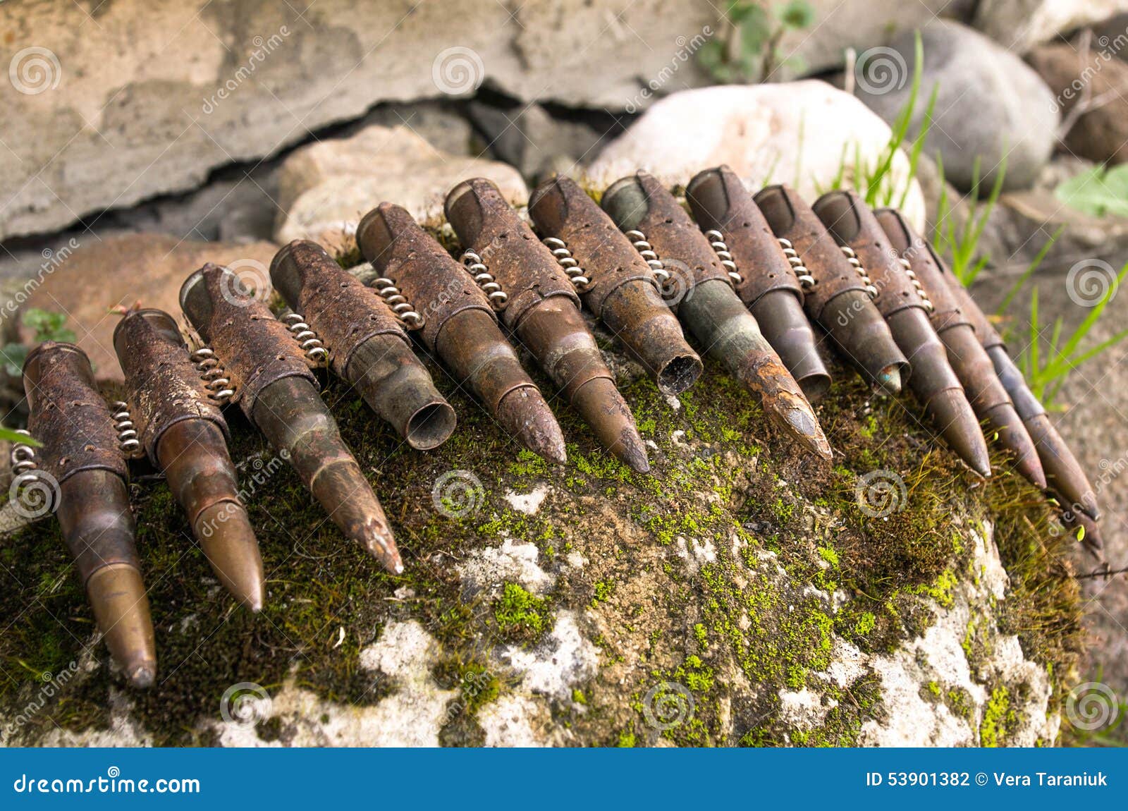 Old rusty machine-gun belt stock photo. Image of moss - 53901382