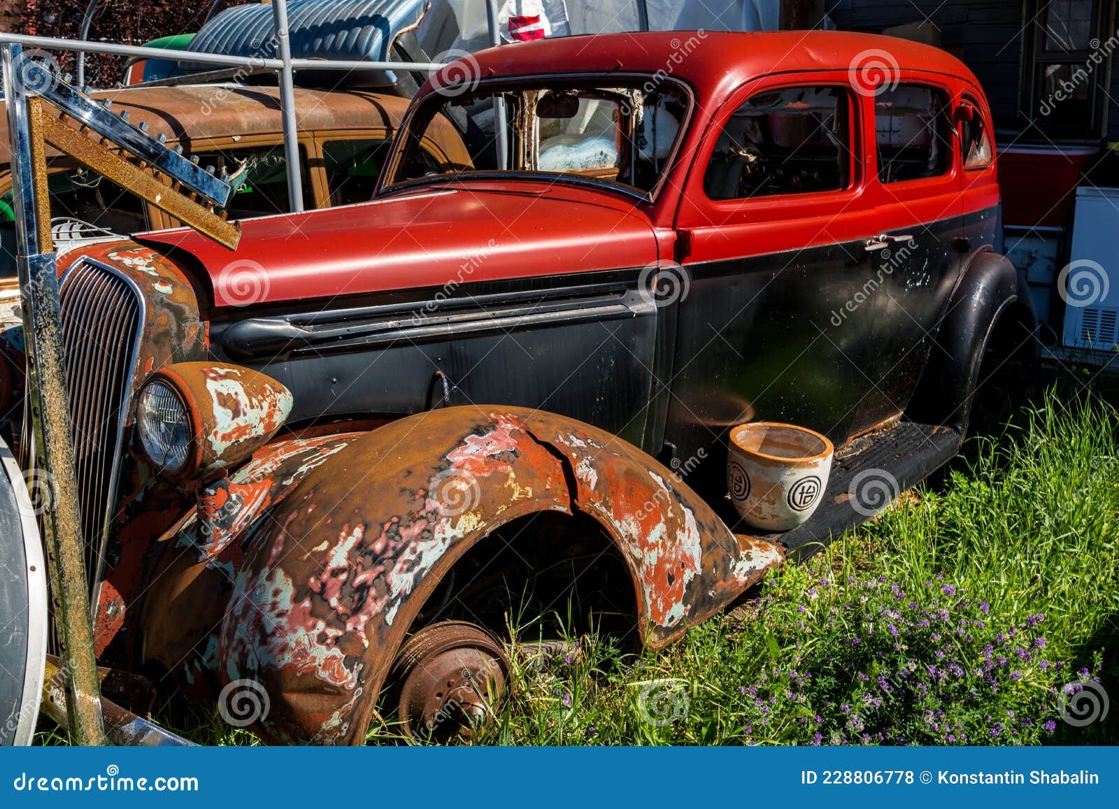 Old Rarity Broken Car. Old Rusty Machine Stock Photo - Image of retro ...