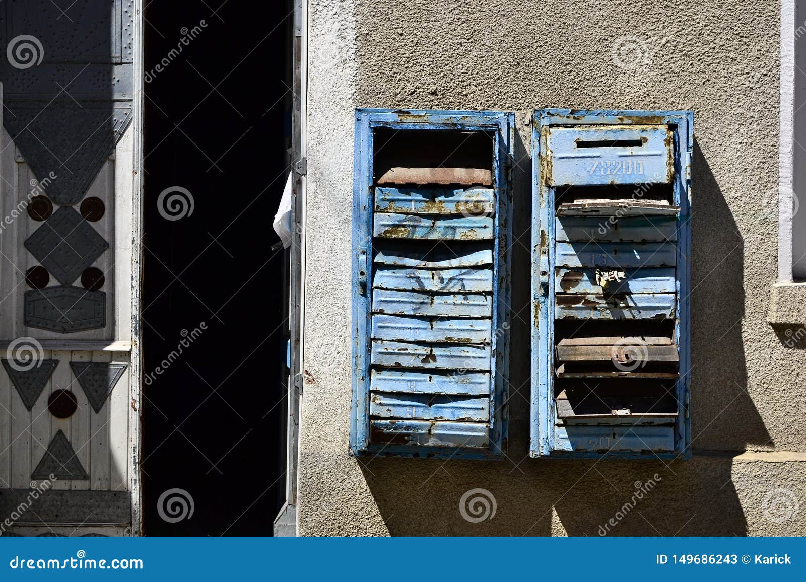 Old Rusty Broken Mailboxes on the Wall Stock Image - Image of postage ...