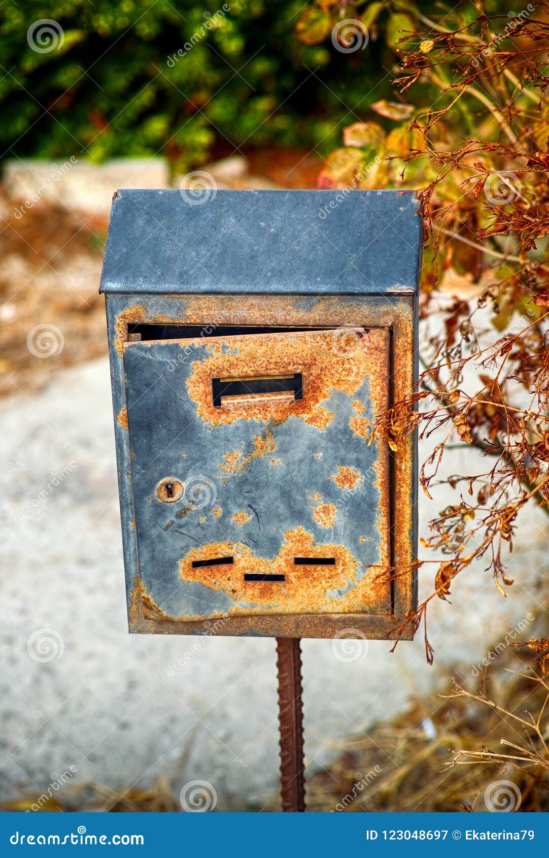 Old rusty mailbox outside. stock image. Image of delivery - 123048697