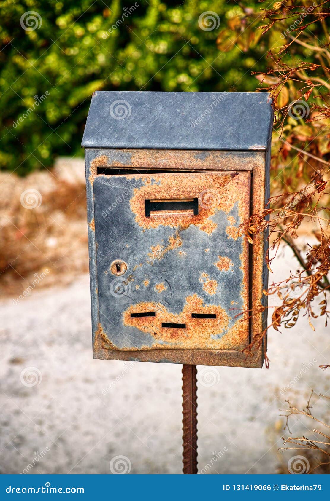 Old rusty mailbox outside stock photo. Image of post - 131419066