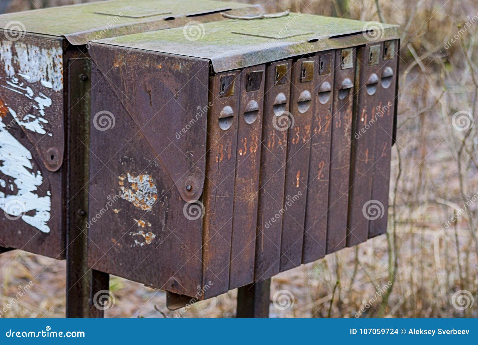 Old rusty mailboxes stock photo. Image of mail, letter - 107059724