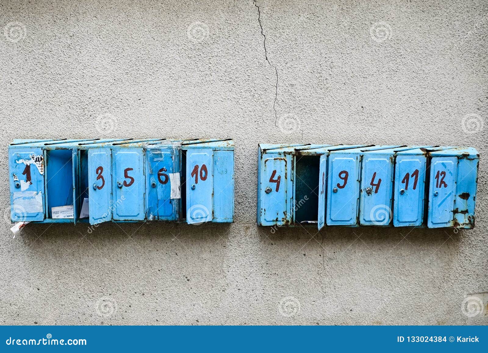 Old Rusty Mailboxes on the Wall Stock Photo - Image of rough ...