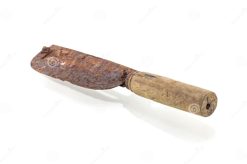 Old Rusty Meat Cleaver Isolated Stock Image - Image of handle, path ...