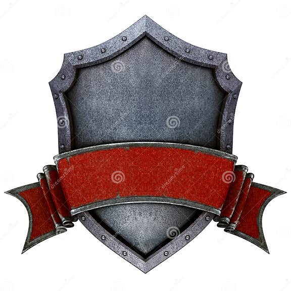 Old Rusty Medieval Shield with Rusty Red Ribbon. Stock Illustration ...