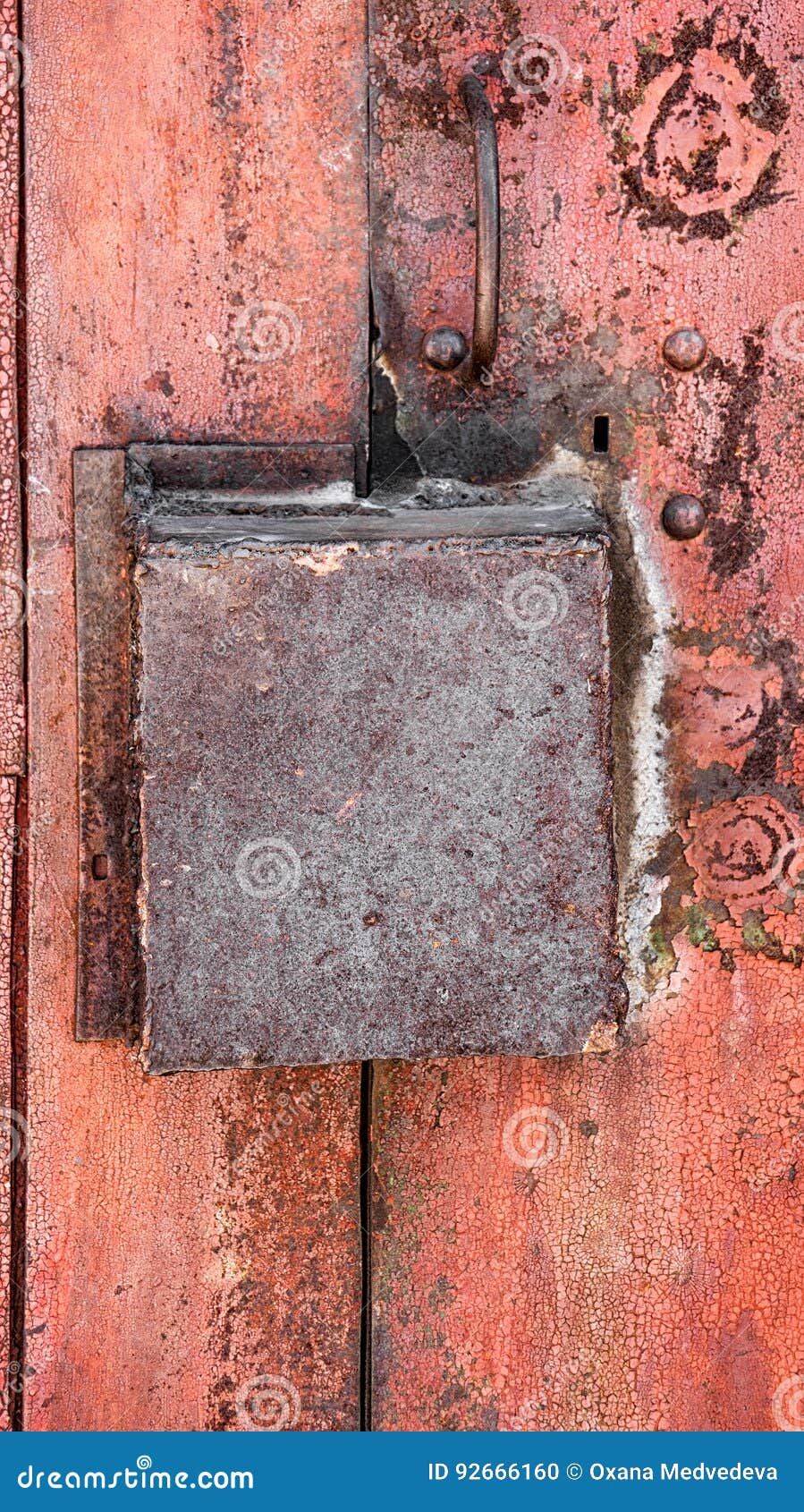 Old Rusty Metal Background with a Box Lock. the Vertical Frame. Stock ...