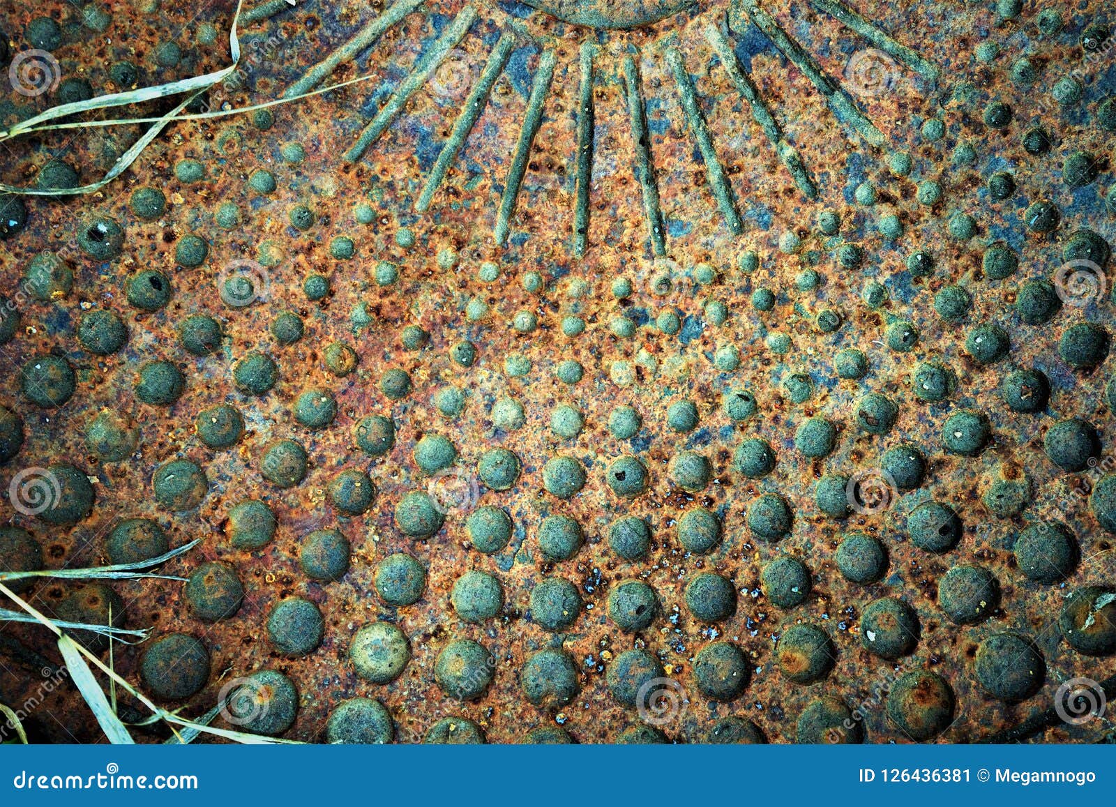 Old Rusty Metal Background with Perforated Circles Stock Image - Image ...