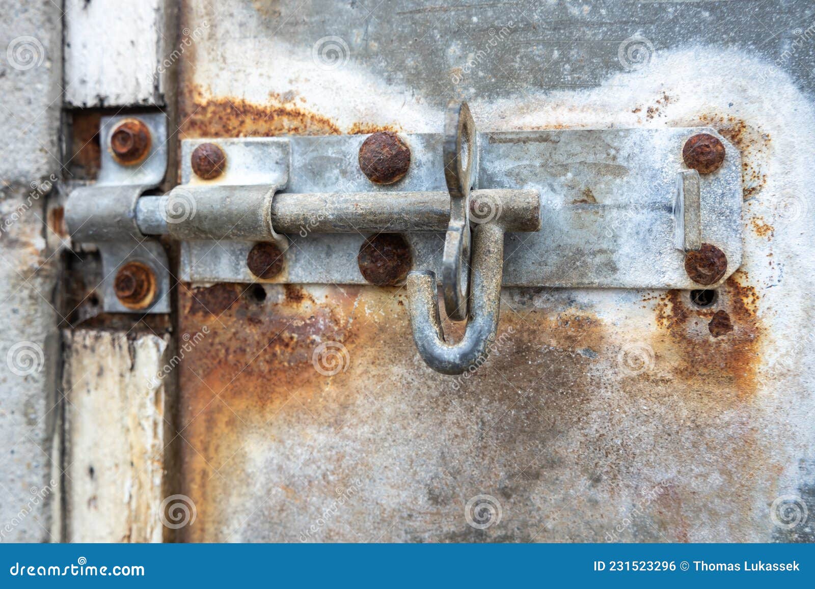 An Old Rusty Metal Bar without Lock at an Harbour Stock Photo - Image ...