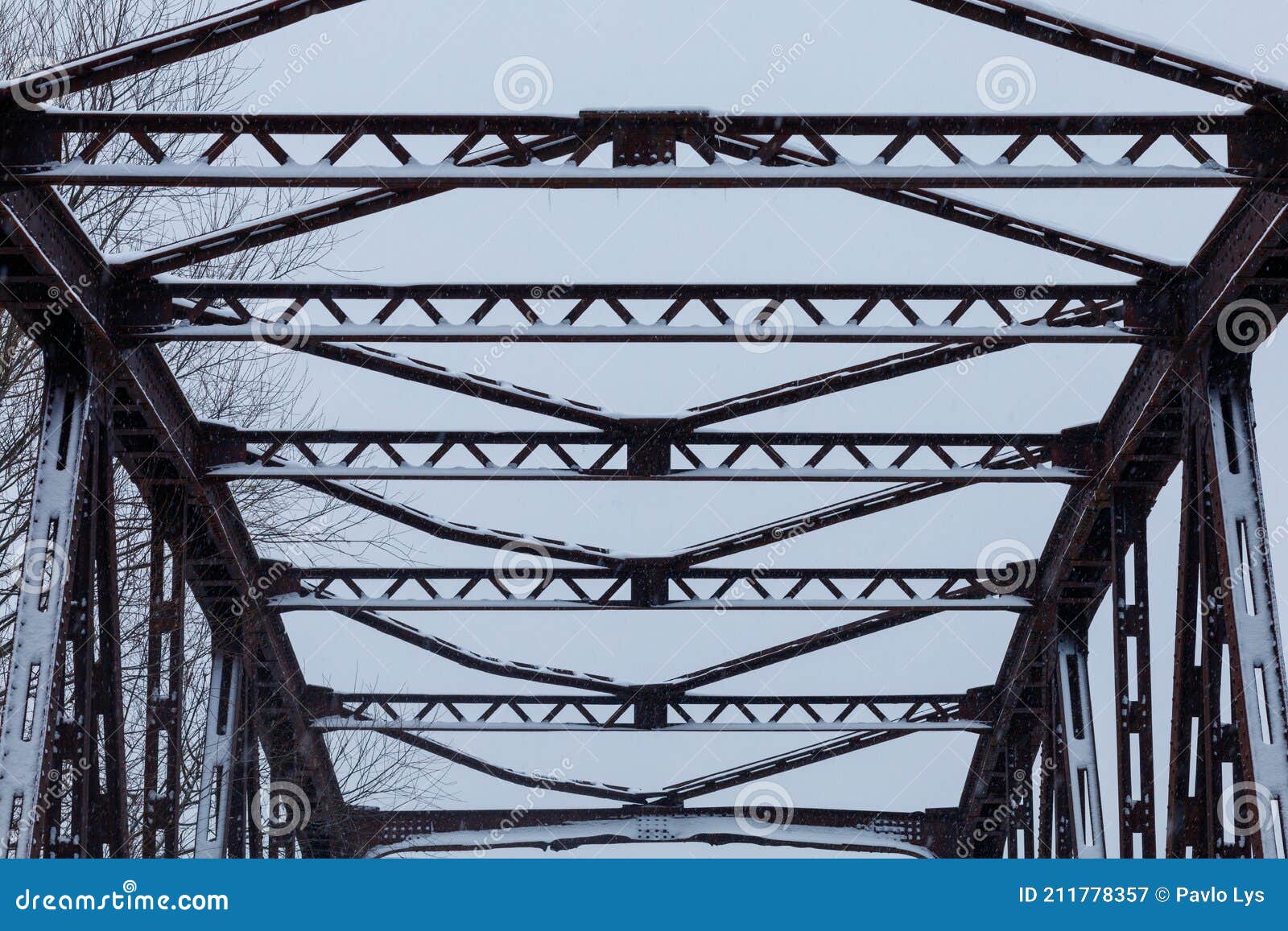 Old Rusty Metal Bridge Metal Structure in Winter Stock Image - Image of ...