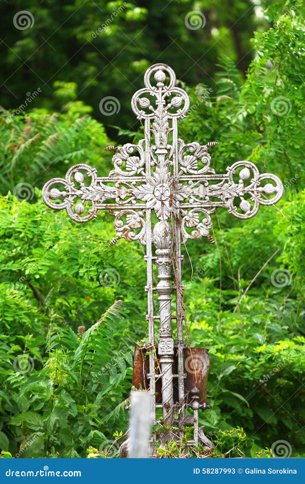 Old Rusty Metal Cross in a Cemetery Stock Image - Image of shape ...