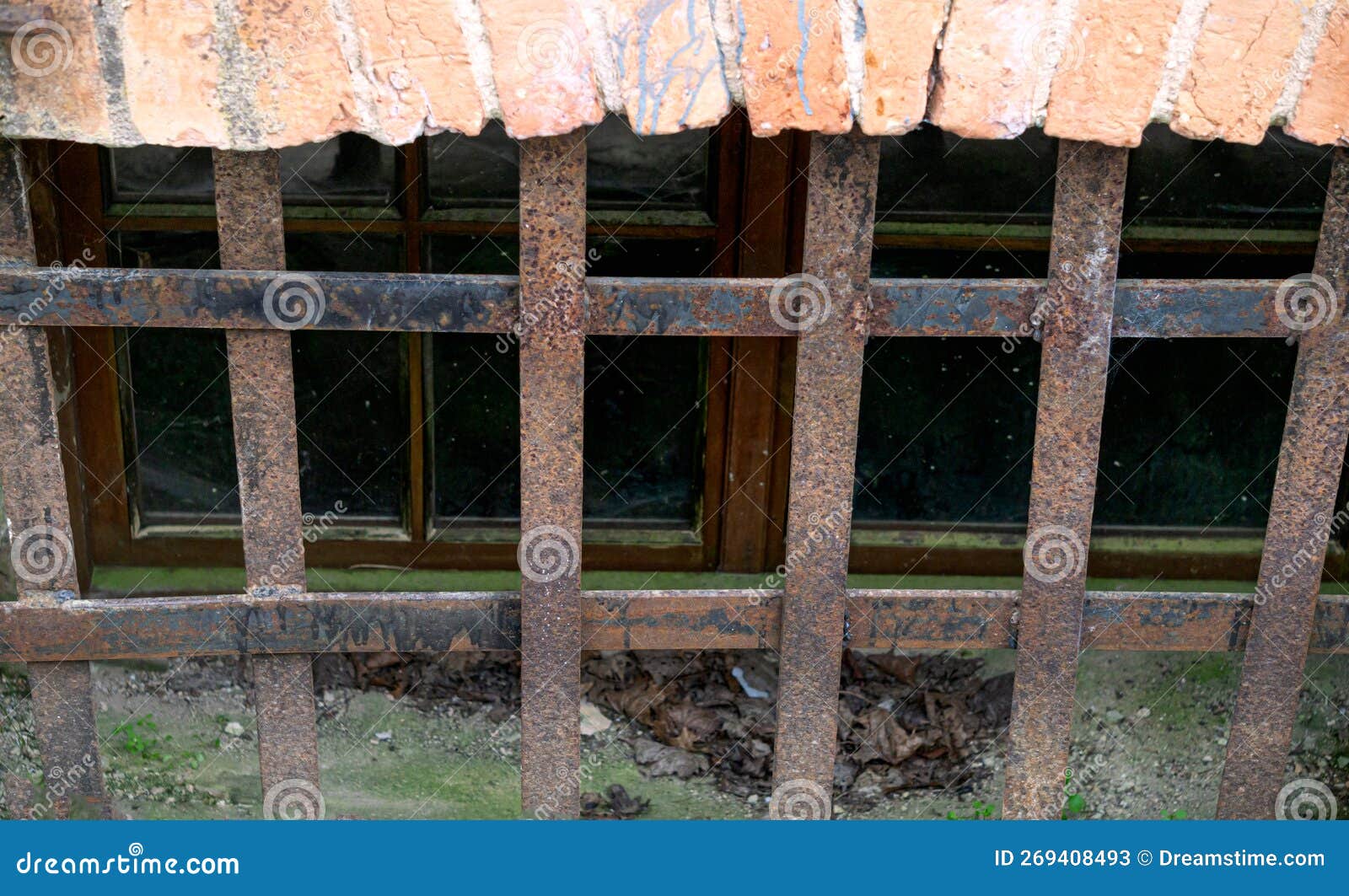 Old Rusty Metal Grate on the Basement Window. Stock Image - Image of ...