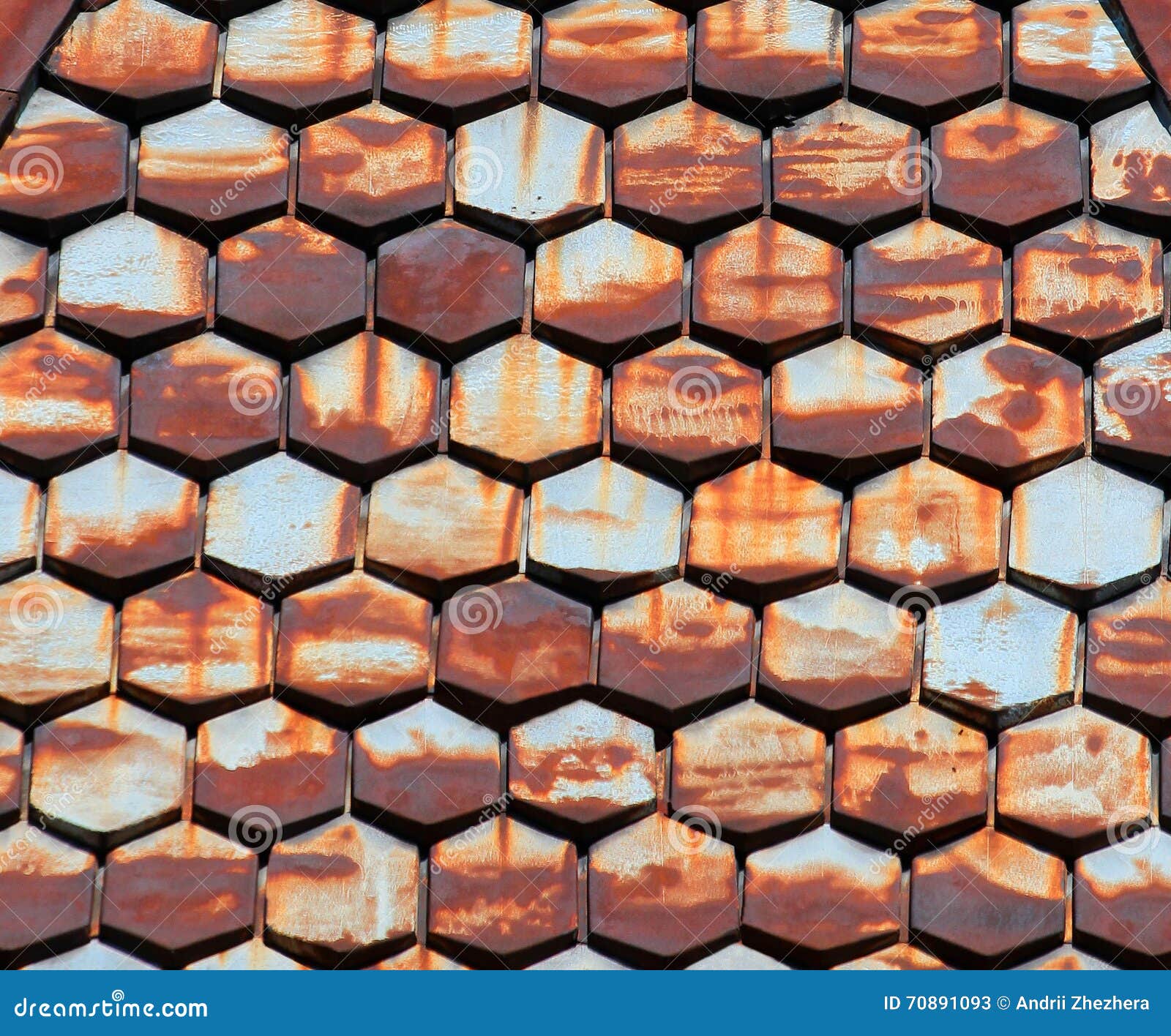 Old Rusty Metal Hex Tiles - Weathered Shingle Roof Closeup Pattern ...