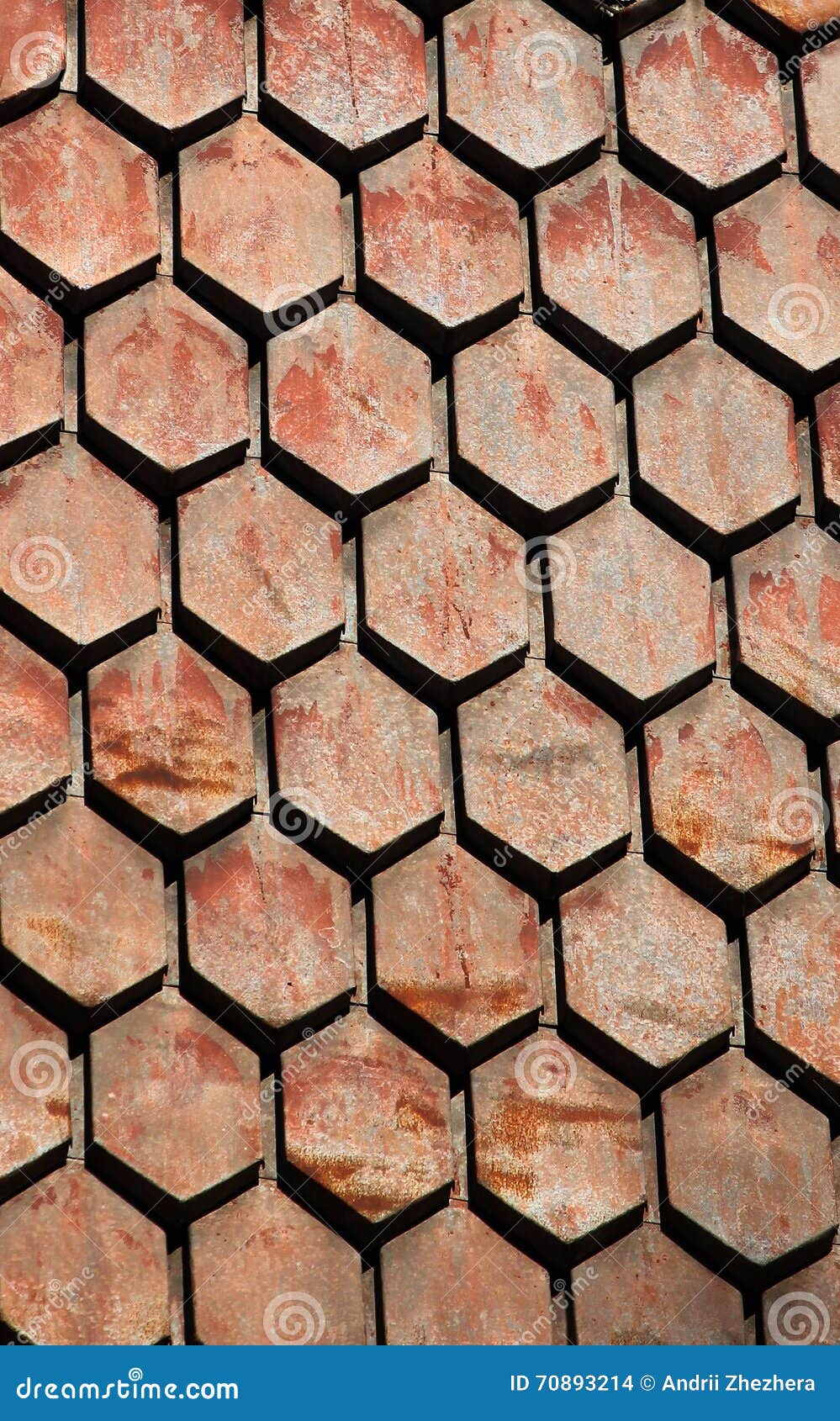 Old Rusty Metal Hex Tiles - Weathered Shingle Roof Closeup Pattern ...