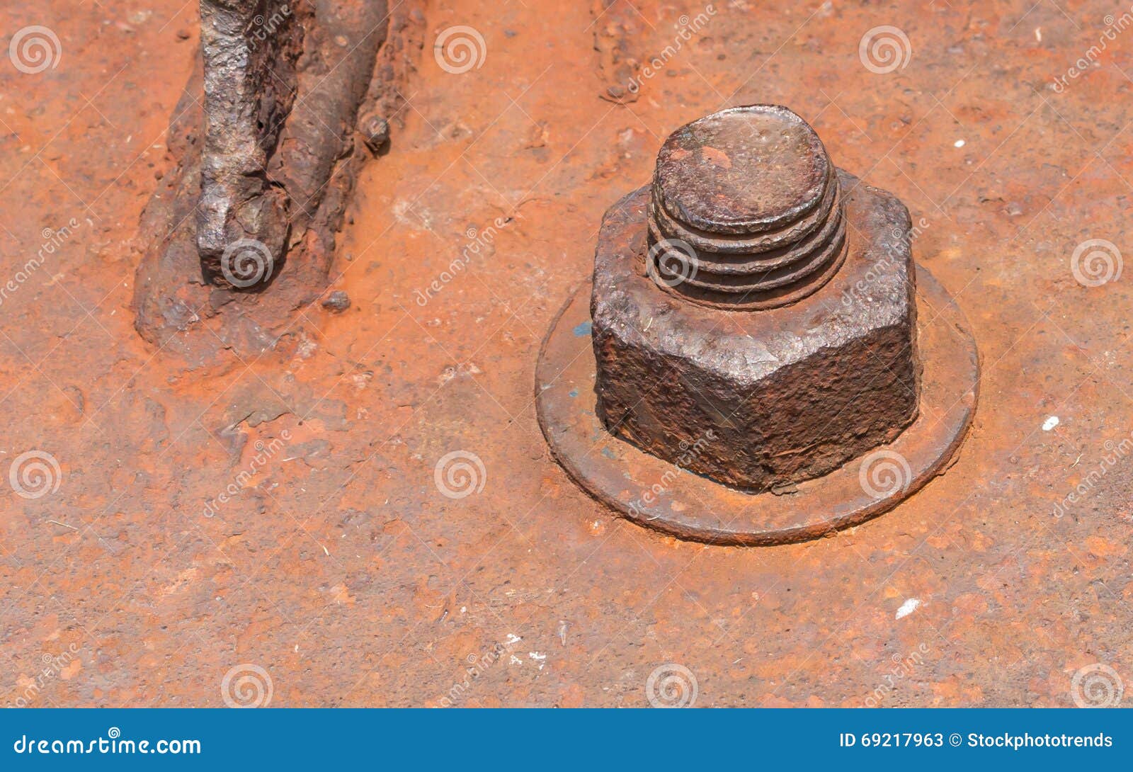 Old Rusty Metal Nut Locked with Rust and Corrosion Old Bolts. Stock ...