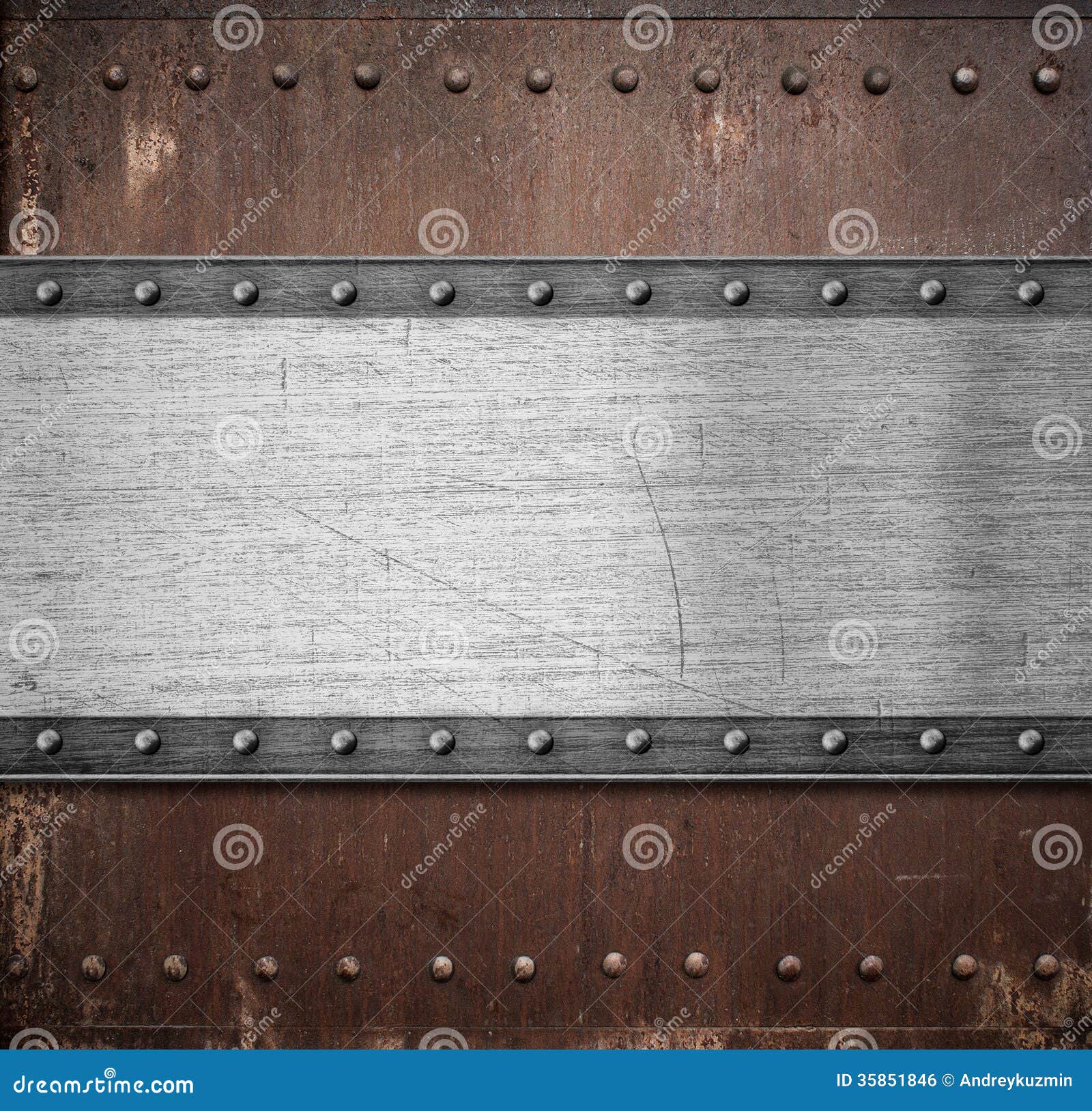 Old Rusty Metal Plate Background with Rivets Stock Photo - Image of ...