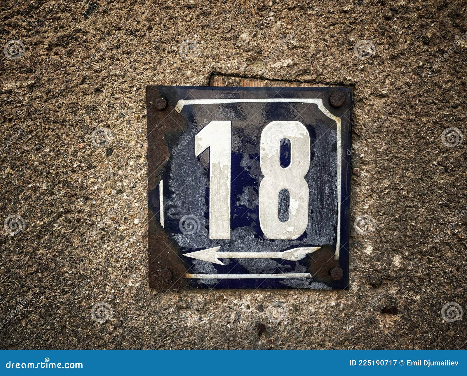 Old Rusty Metal Plate with Number 18 Hung on a Brick Wall Stock Image ...