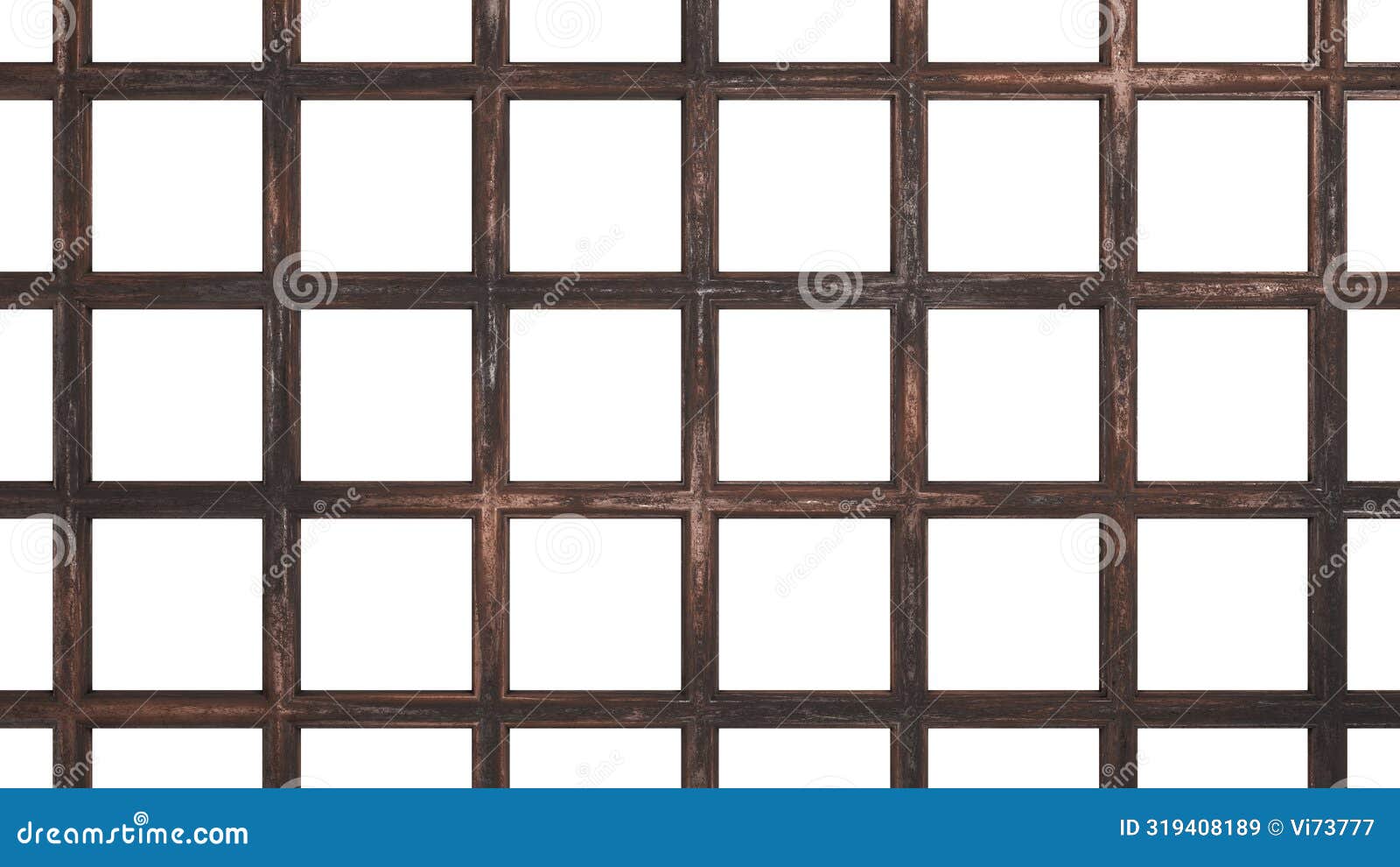 Old Rusty Metal Prison Bars With Square Cells. 3D Rendering. Stock ...