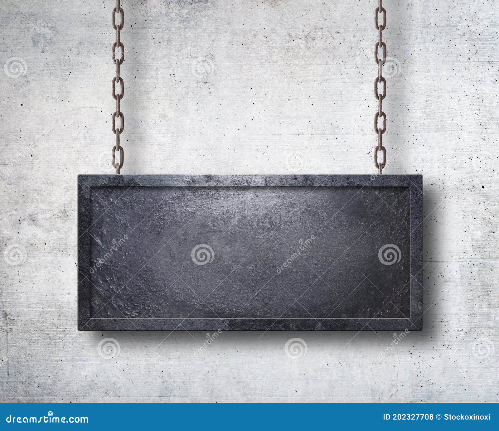 Old Rusty Metal Sign Elongated Shape Metal Frame Hanging on Chains ...