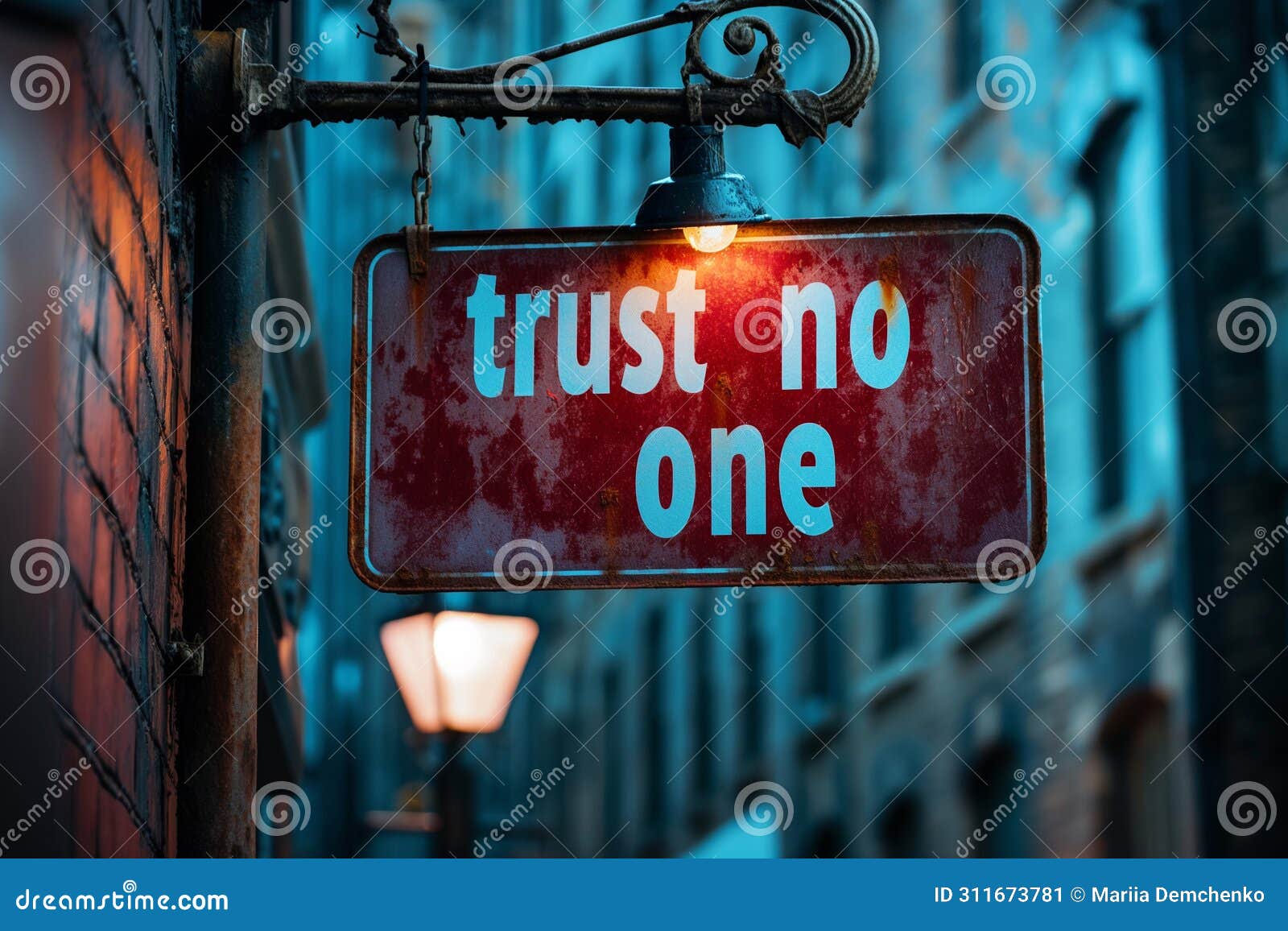 Old Rusty Metal Sign with Words Trust No One Stock Image - Image of ...
