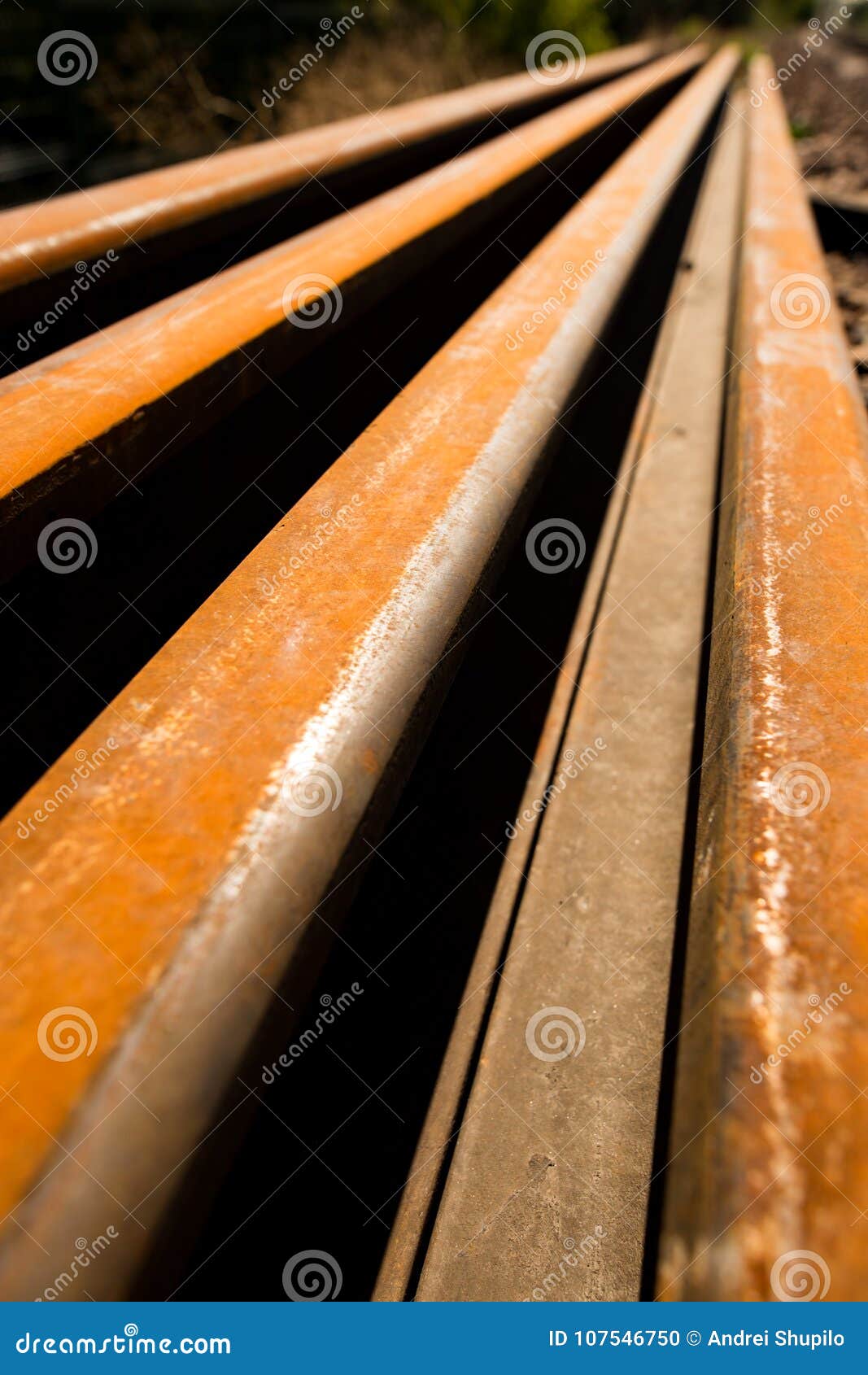 Old Rusty Metal Sleepers on the Railway Stock Photo - Image of travel ...