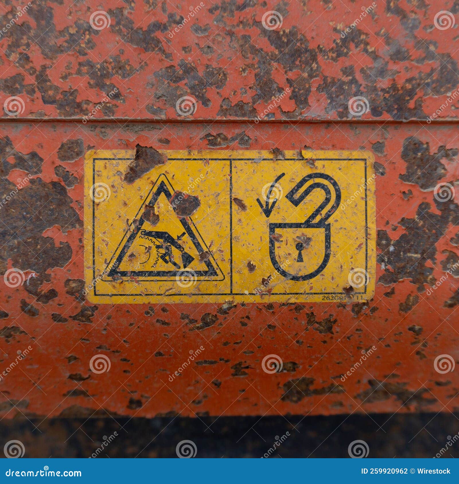 Old Rusty Metal Surface with Warning Sign Stock Photo - Image of ...