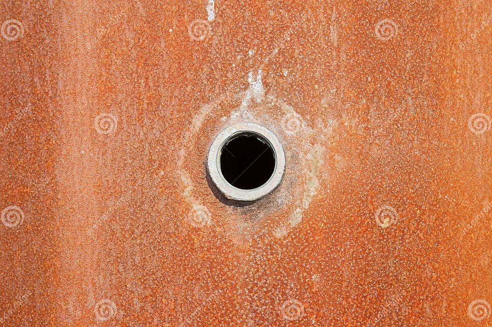 Old Rusty Metal Tank with Metal Hole Stock Photo - Image of plate ...