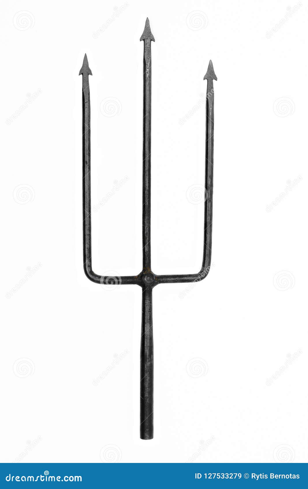 Old, Rusty and Metal Trident with Three Spikes Isolated on Whit Stock ...