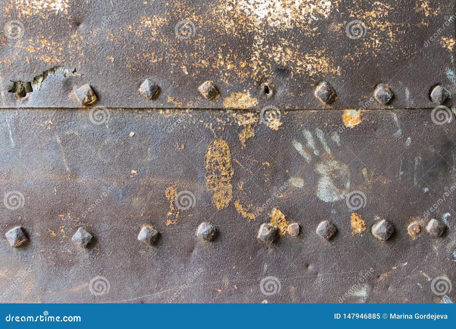 Old and Rusty Metal Wall Surface with Big Rivets Stock Image - Image of ...