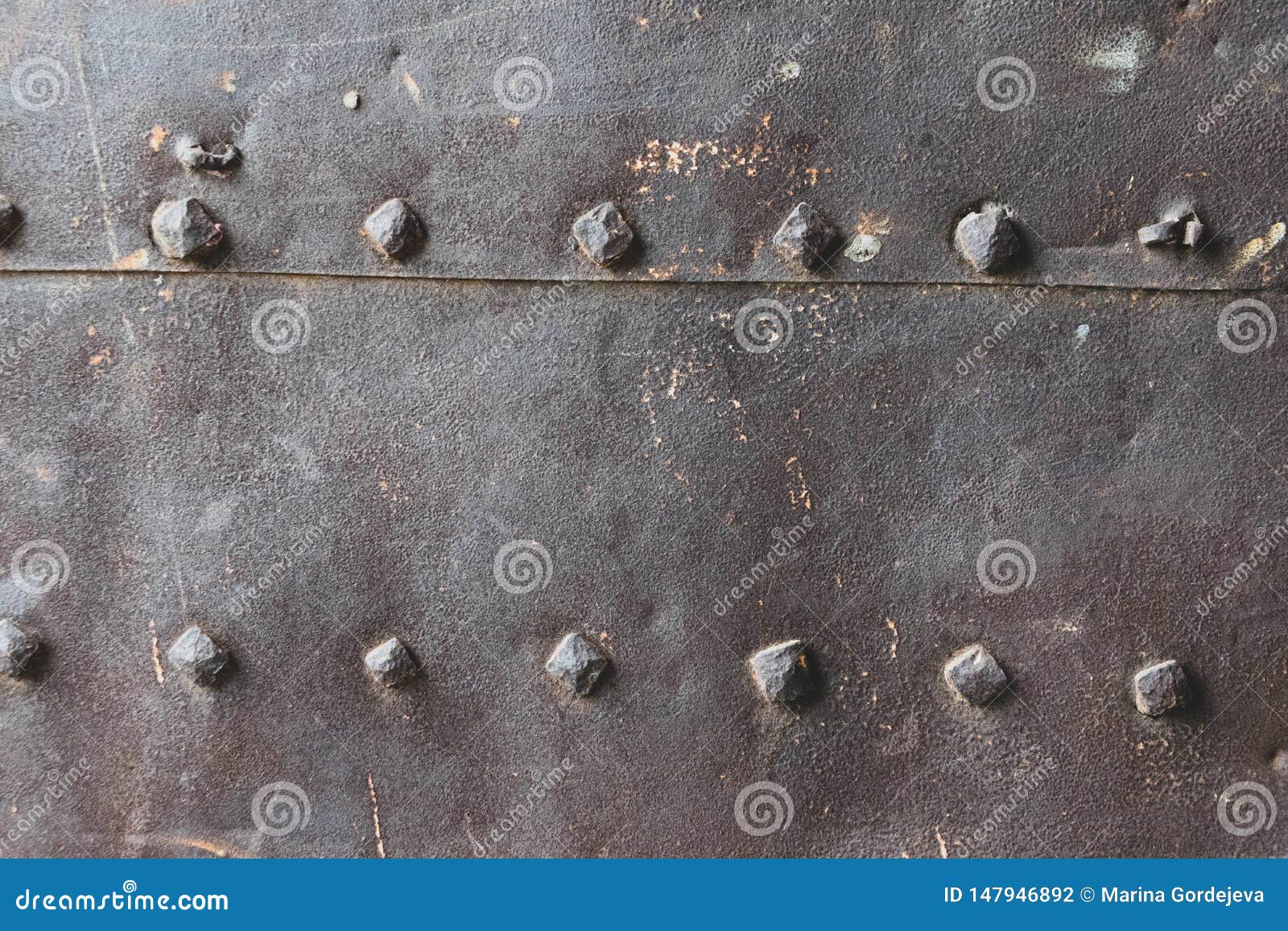 Old and Rusty Metal Wall Surface with Big Rivets Stock Photo - Image of ...