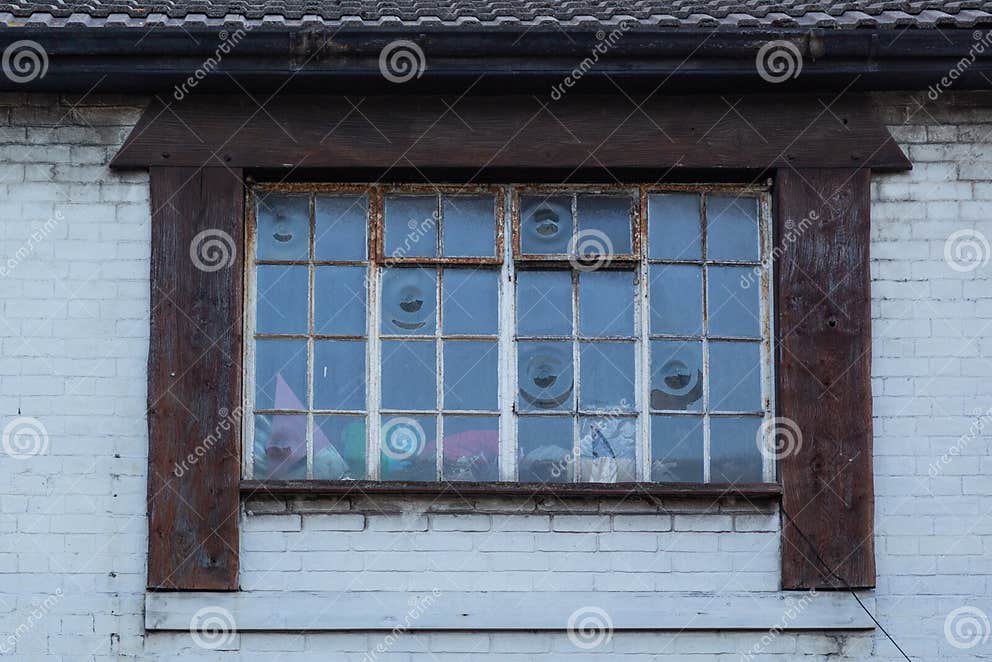 Old Rusty Metal Window Frames on the Front of a Derelict House Stock ...