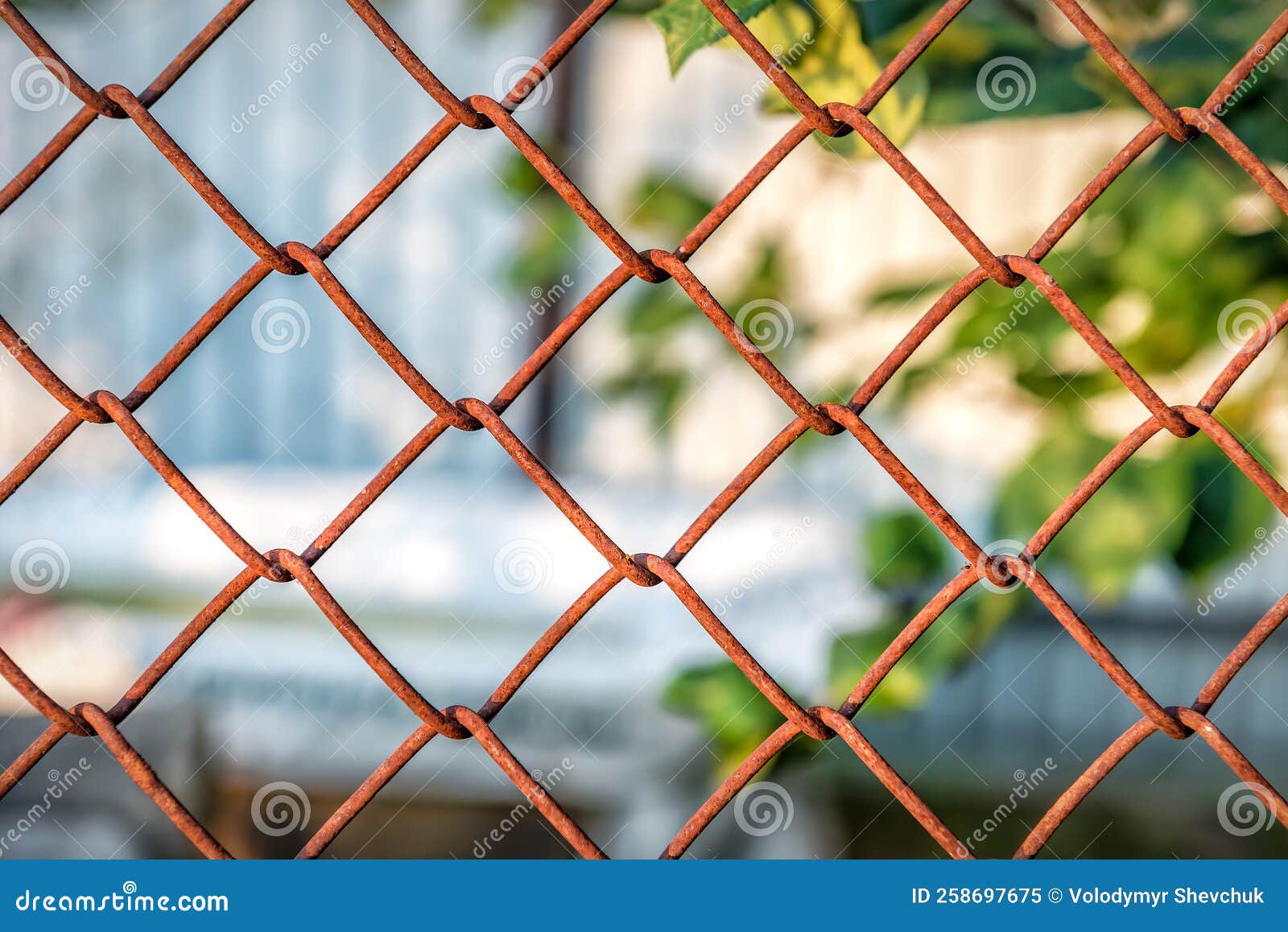 Old rusty metal wire fence stock image. Image of metal - 258697675