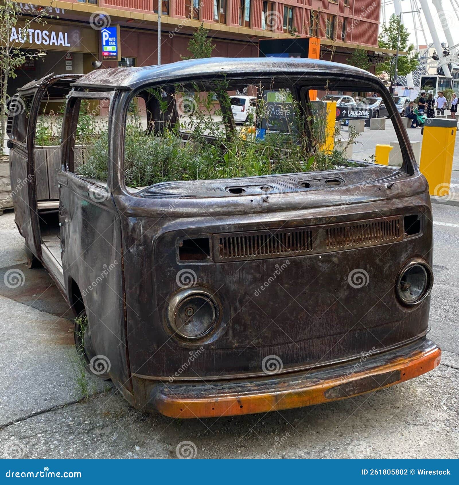 Old and Rusty Minibus without Doors with Grass Growing Inside Editorial ...
