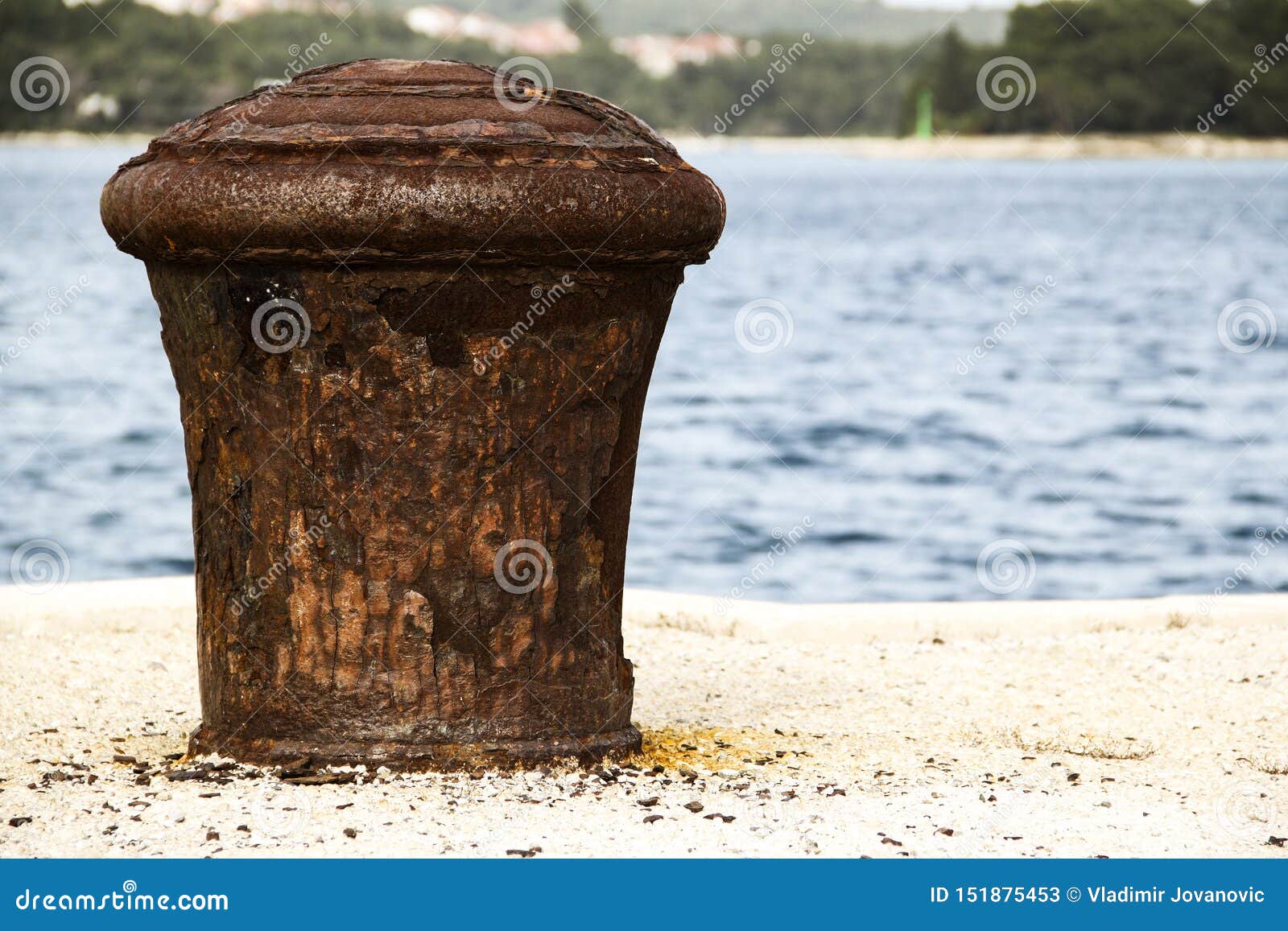 Old and rusty mooring post stock image. Image of harbour - 151875453