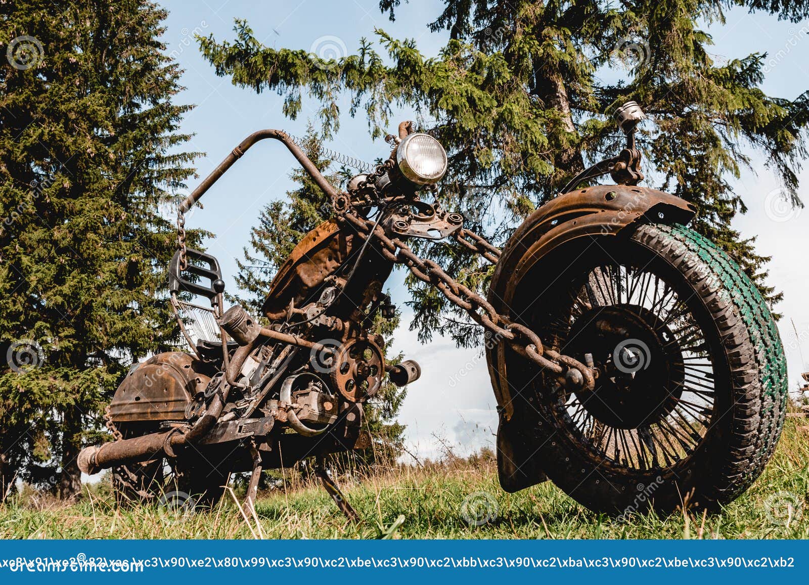 An Old, Rusty Motorcycle, with Bullet Holes in it, Post Apocalyptic ...