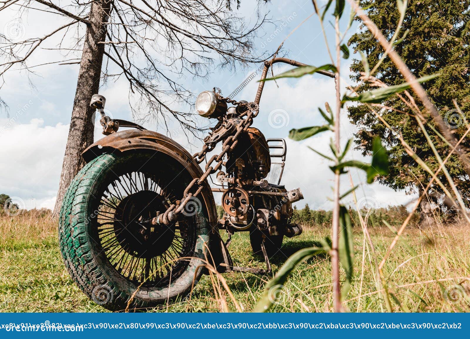 An Old, Rusty Motorcycle, In Bullet Holes, In The Style Of Mad Max ...