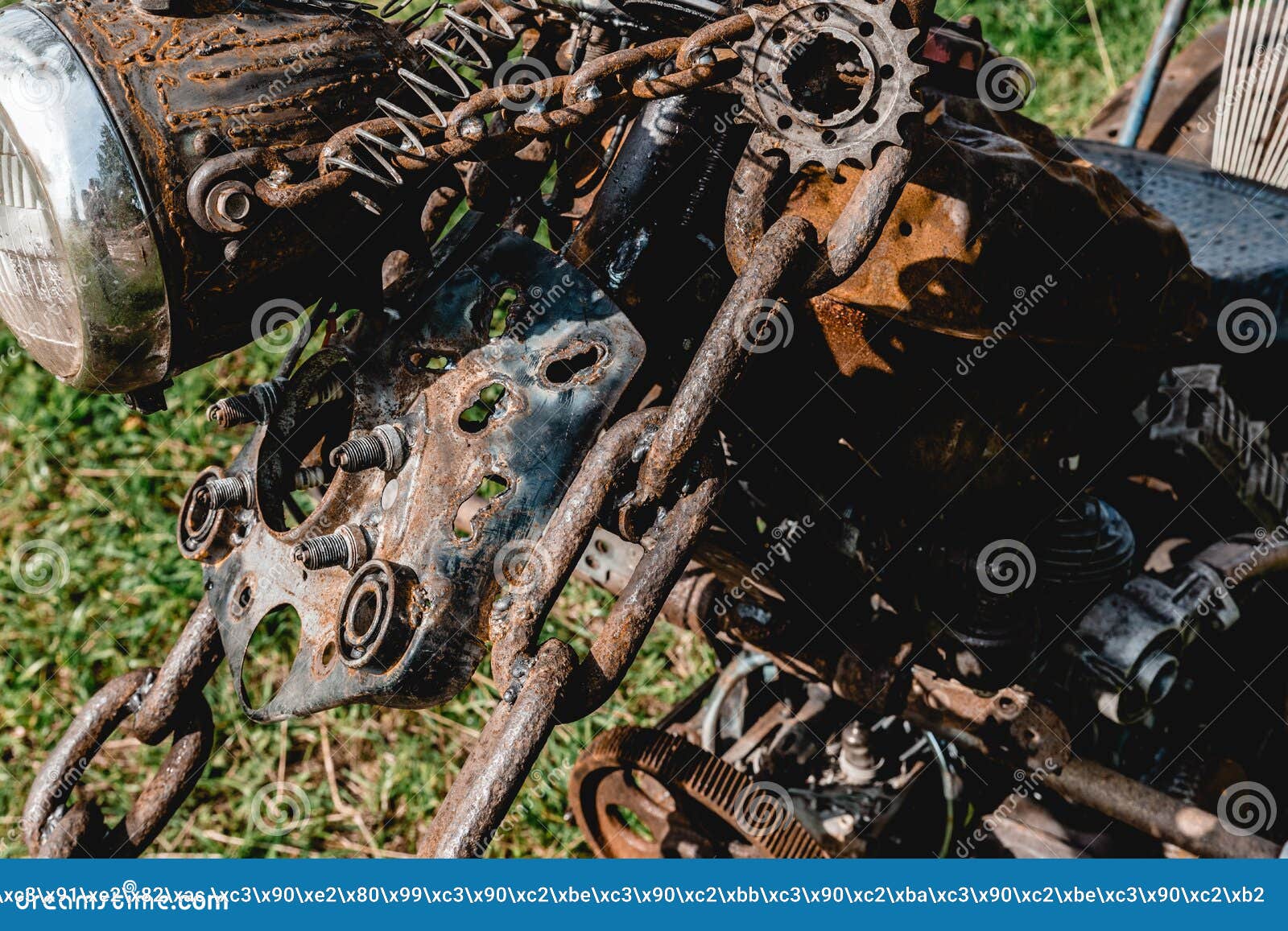 An Old, Rusty Motorcycle, in Bullet Holes, in the Style of Mad Max ...