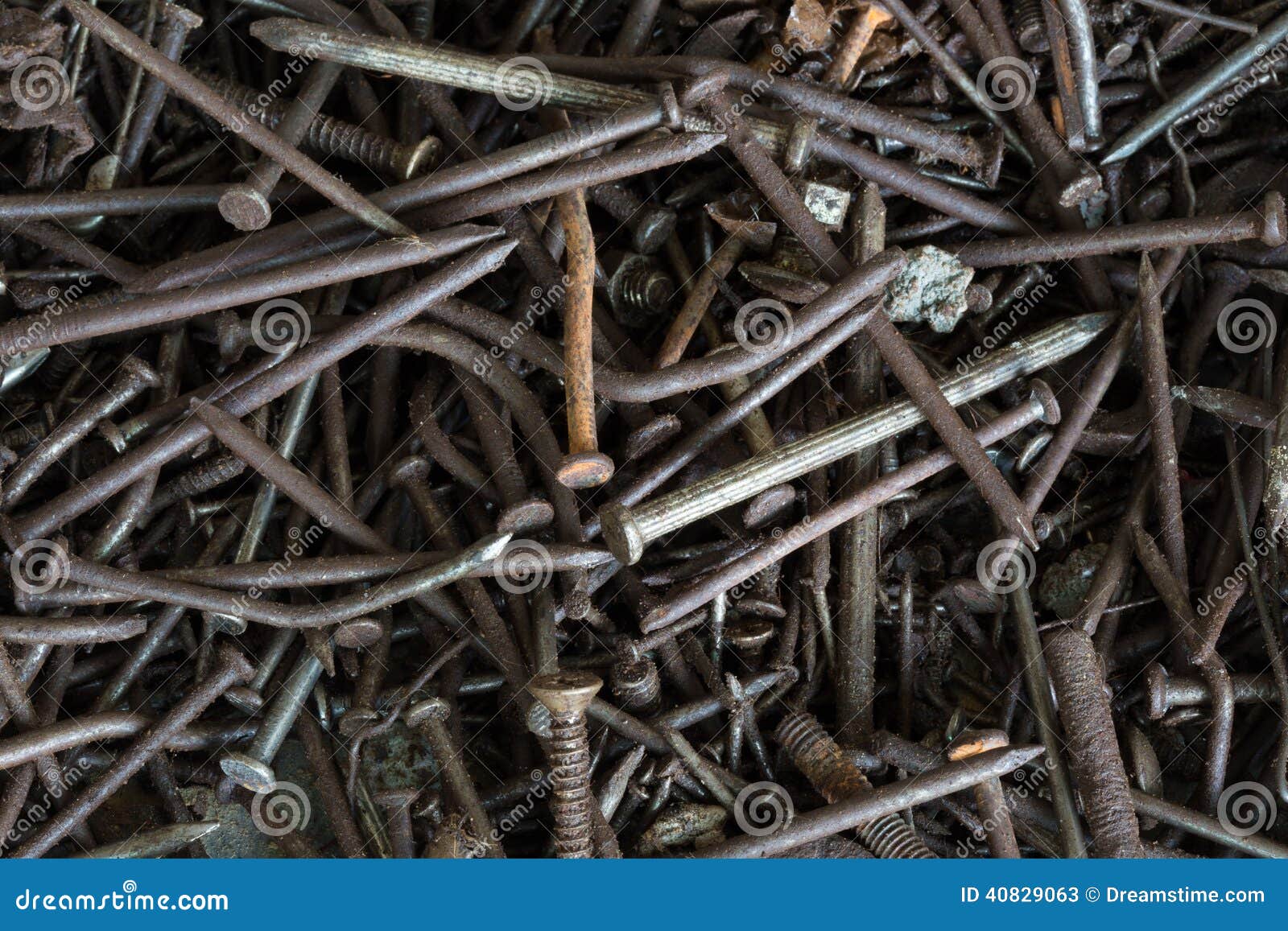 The Old Rusty Nails Close-up. Stock Image - Image of rusty, curved ...