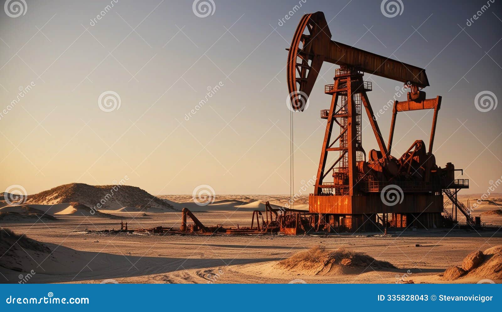 Old Rusty Oil Rig in Desert Stock Illustration - Illustration of ...