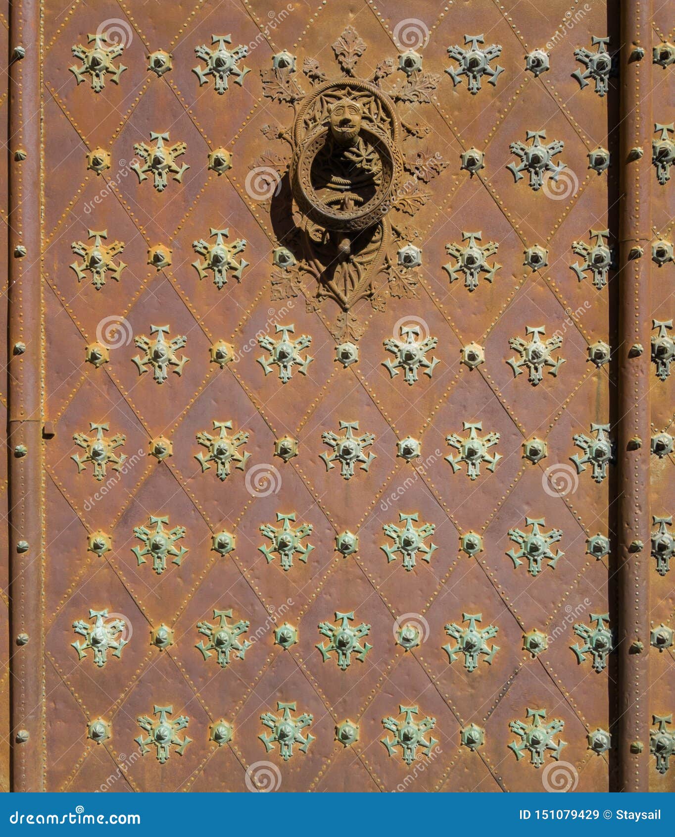 Old Rusty Ornately Decorated with Patterns and Rivets Door Stock Image ...