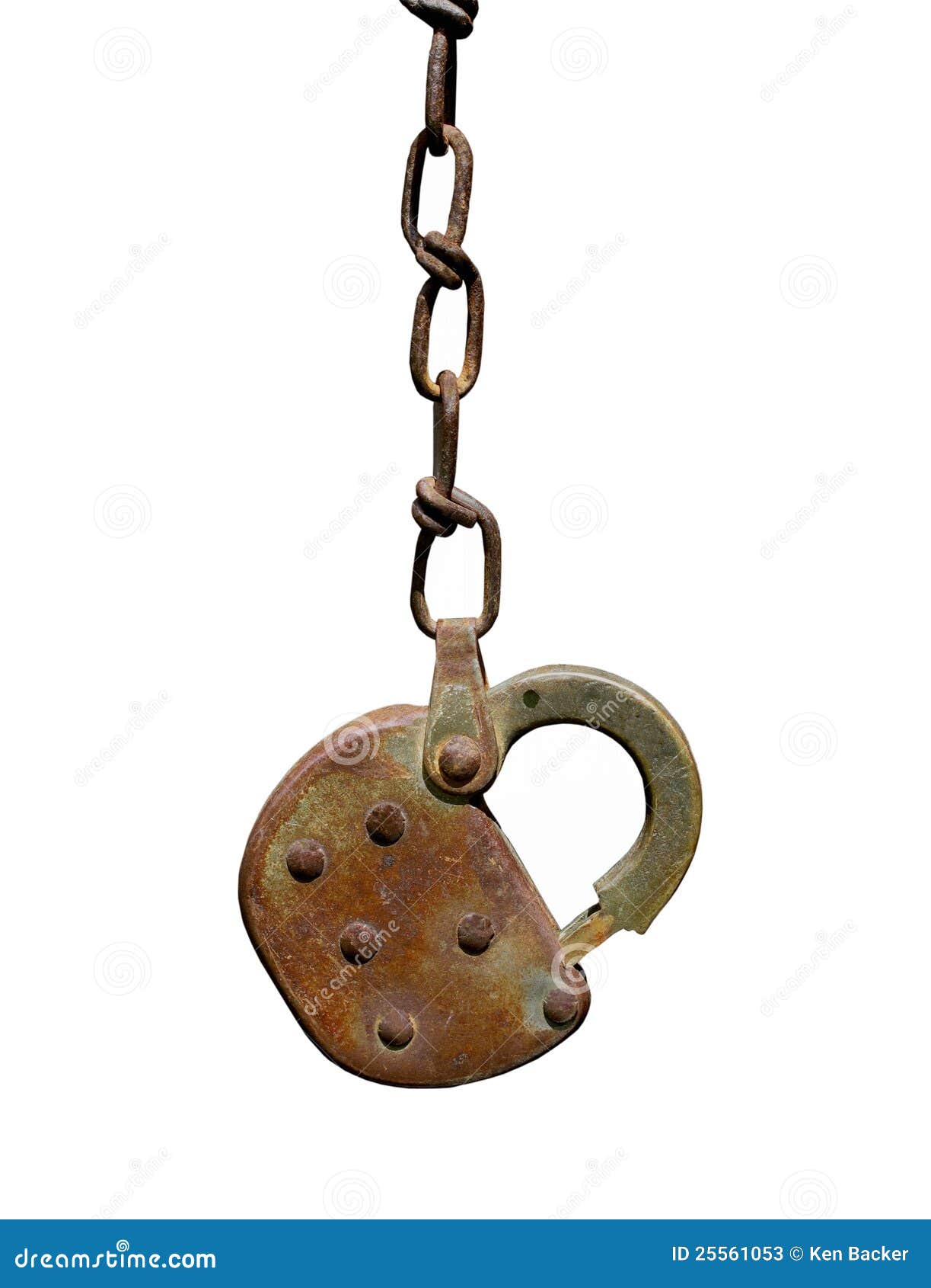 Old Rusty Padlock and Chain Isolated Stock Image - Image of rust ...