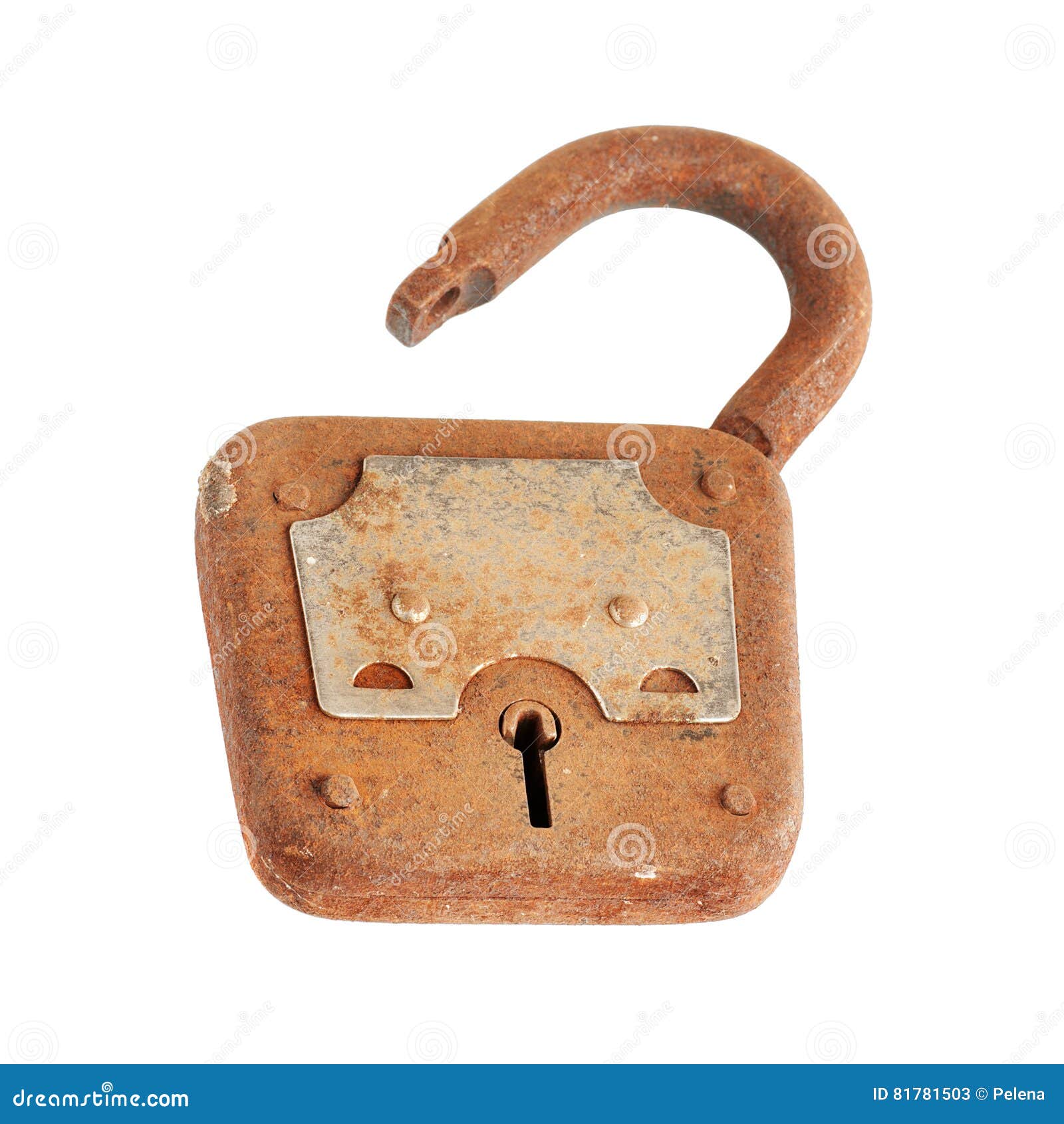 Old Rusty Padlock, Isolated on White Stock Image - Image of hinged ...