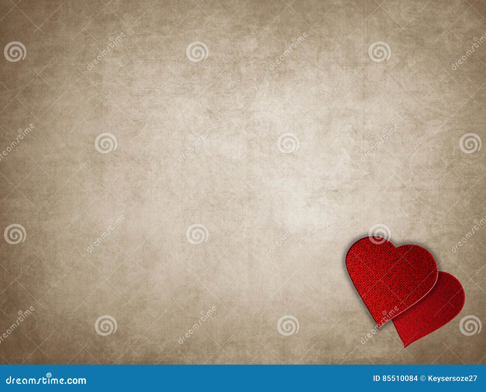 Old Rusty Paper with Red Hearts, Love Letter Concept Stock Illustration ...