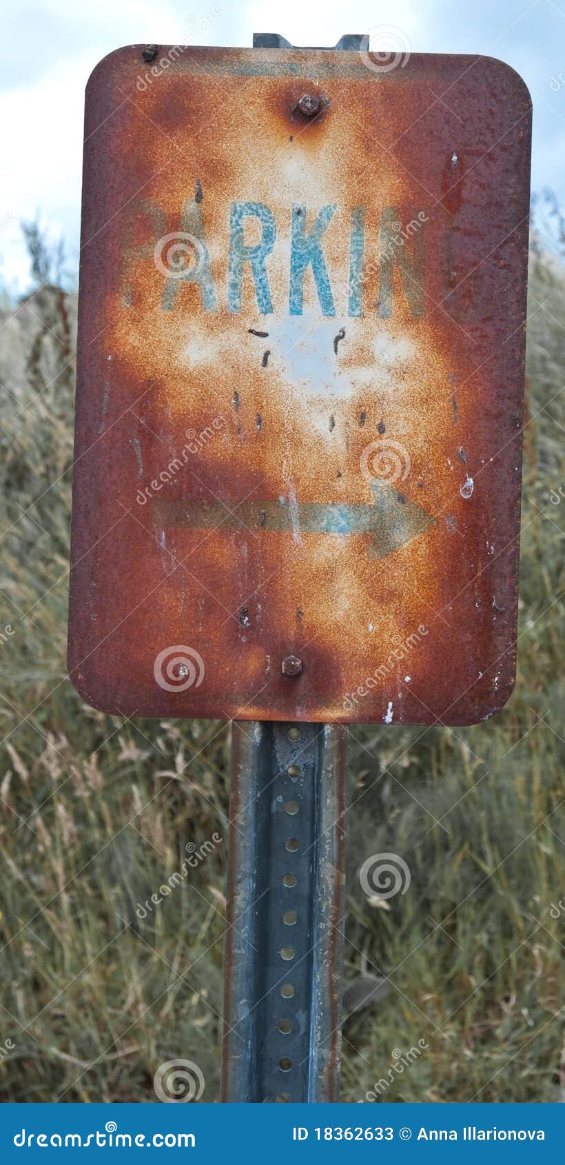 Old rusty parking sign stock image. Image of rust, weather - 18362633