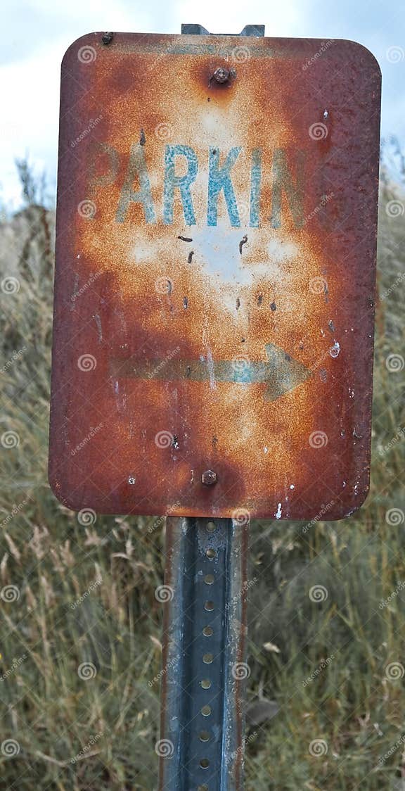 Old rusty parking sign stock image. Image of rust, weather - 18362633
